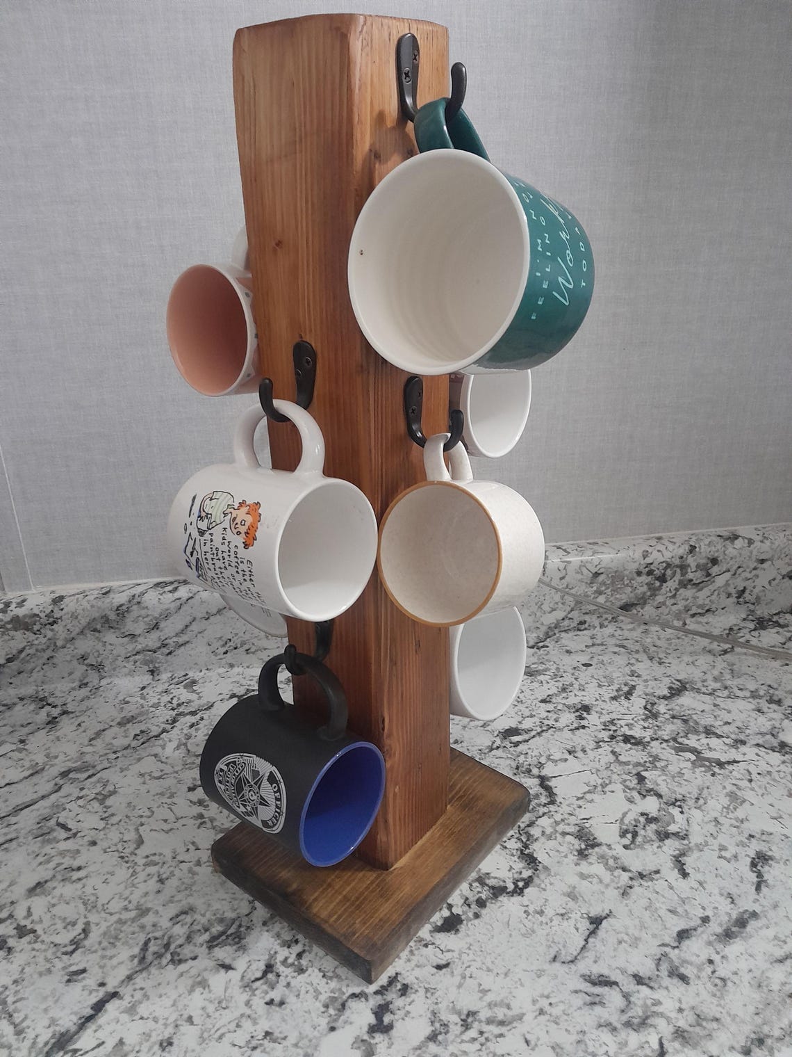 Handcrafted Farmhouse Mug Tree Counter Top Rustic Coffee Mug Tree ...