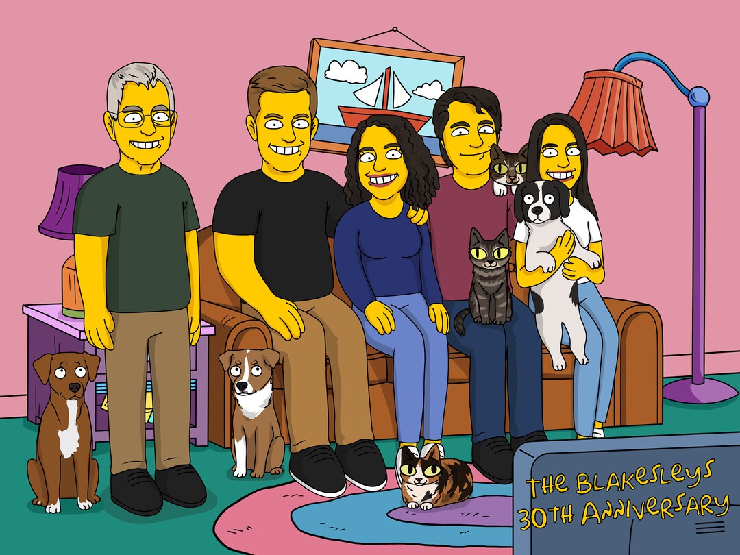 Personalisierte SIMPSONS Familienporträt, benutzerdefinierte Simpsons ...