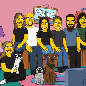 Custom Simpsons Family Portrait, Personalized Cartoon Family Art ...