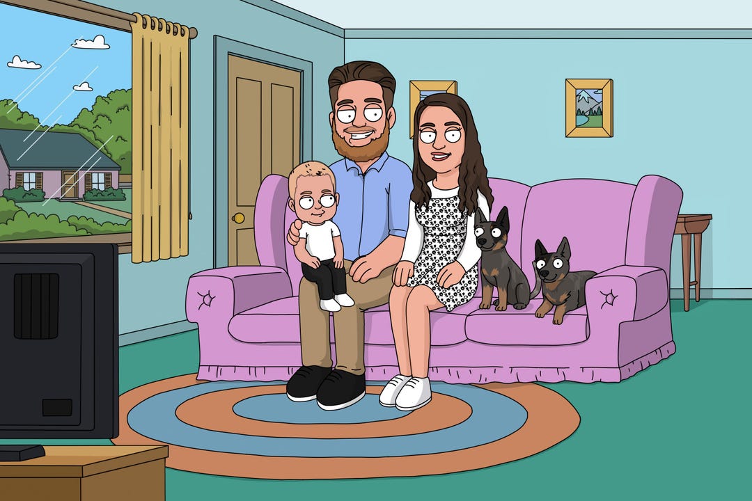 SALE!!! Custom Family Guy Portrait, Cartoon Style, Personalized Family ...