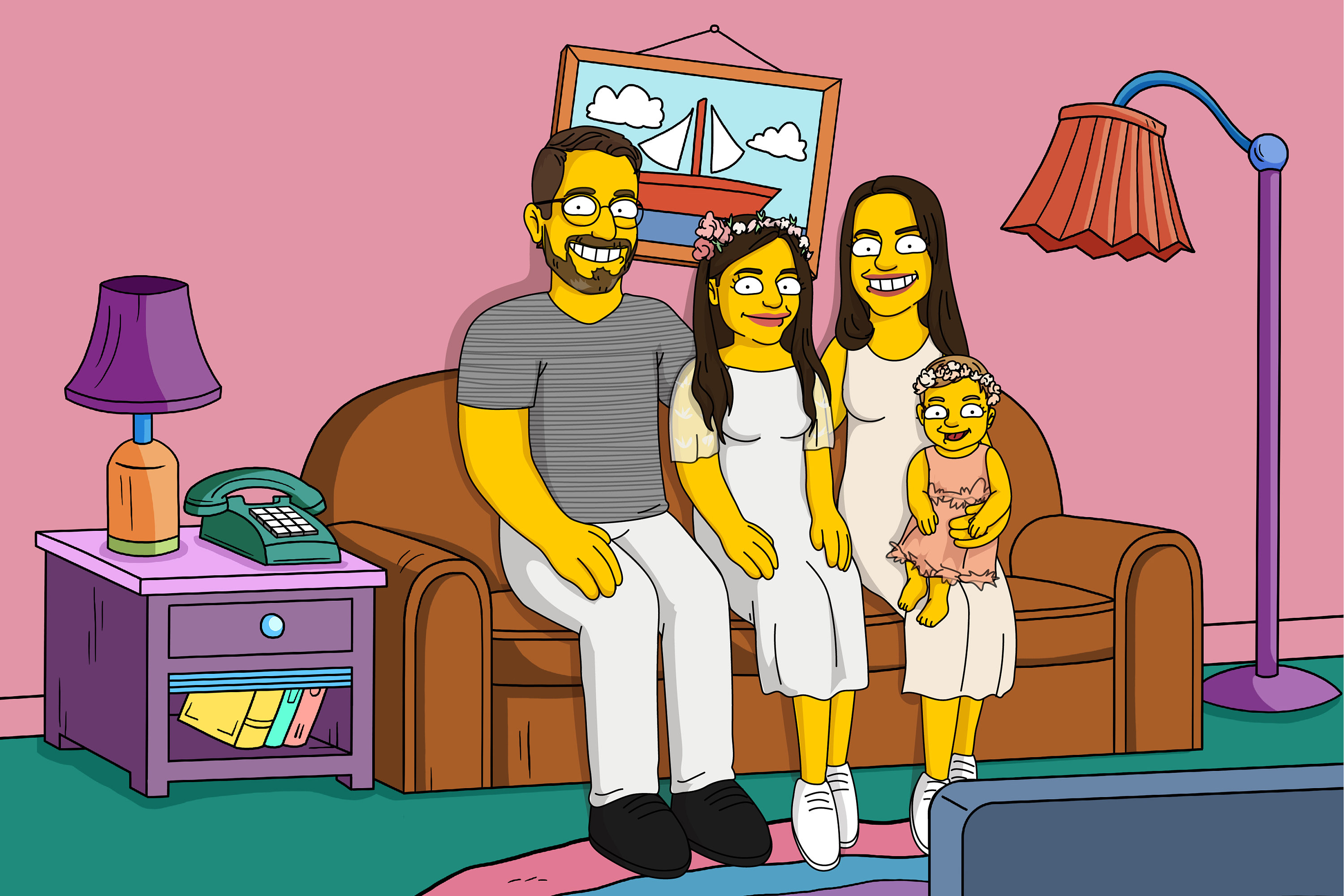 Custom Simpsons Couch Scene - Family Portrait in Cartoon Style ...
