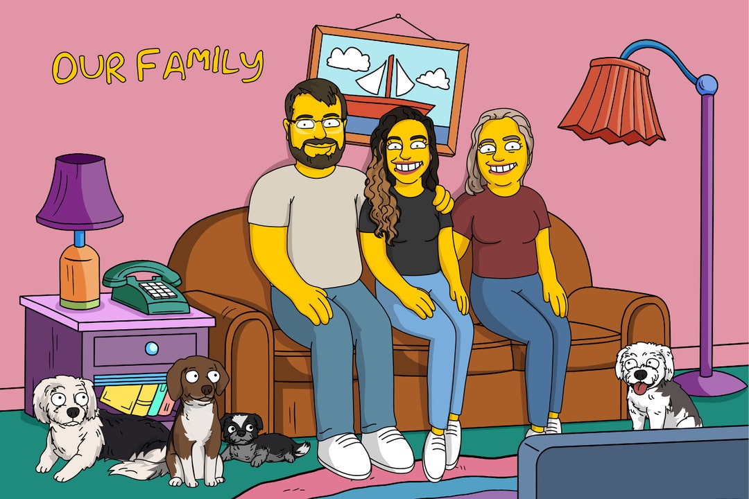 Simpsons Painting, Personalized Family, Simpsons Portrait, Custom ...