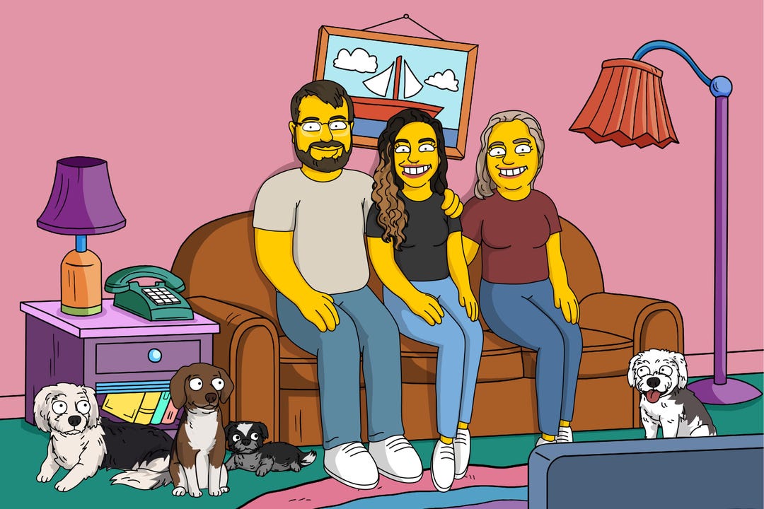 Yellow Simpsons Portrait - Custom Family Cartoon Gift, Personalized ...