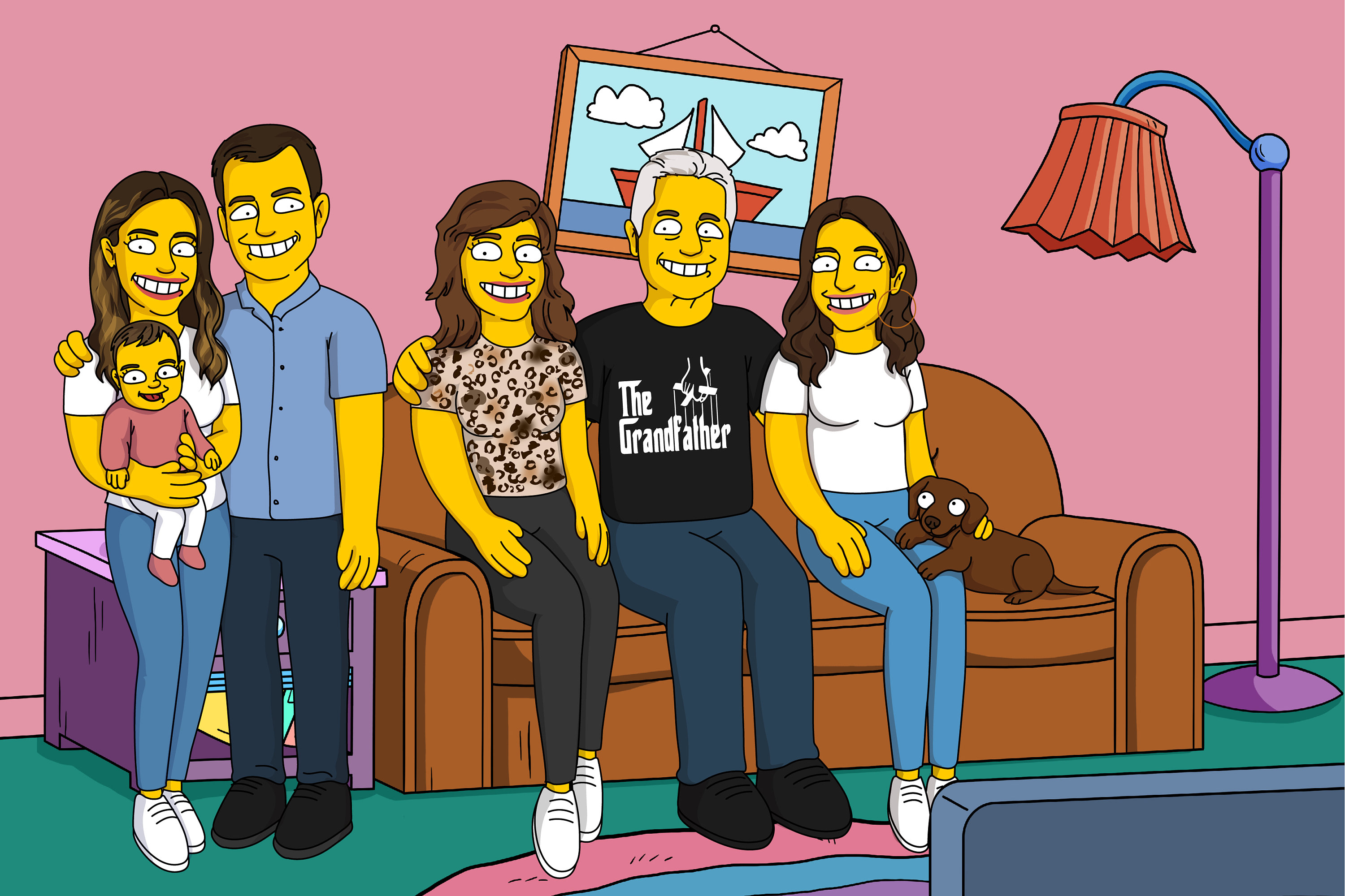 Custom Simpsons Couch Scene - Family Portrait in Cartoon Style ...