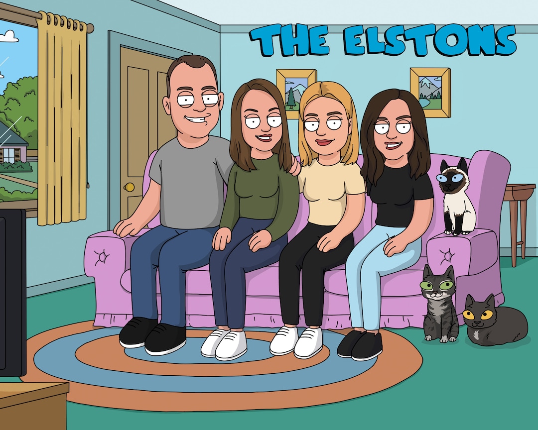 SALE Custom Family Guy Portrait, Cartoon Style, Personalized Family ...