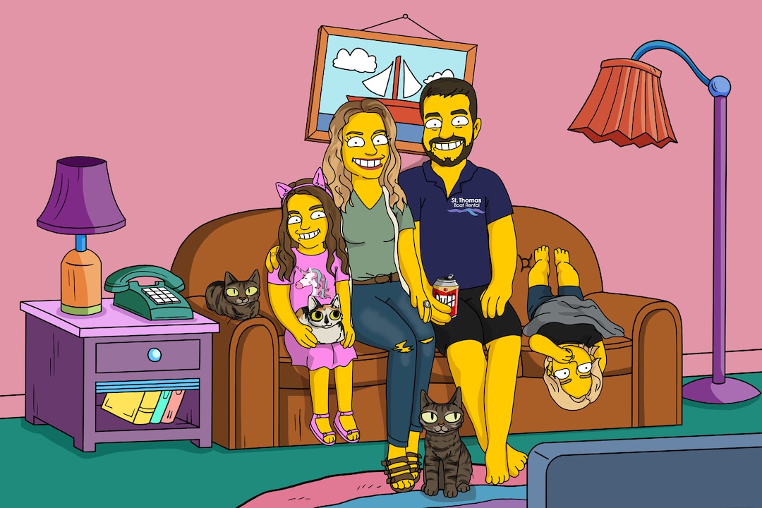 Simpsons Style Family Portrait Custom, Personalized Cartoon Art for ...