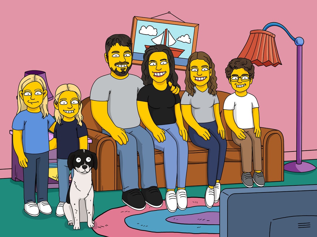 Simpsons Style Family Picture - Custom Art for Home Decor, Personalized ...