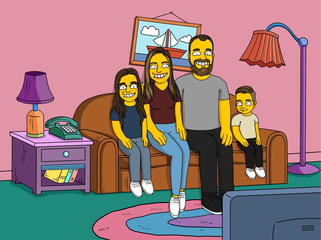 Custom Simpsons Family Portrait, Personalized Cartoon Family Art ...