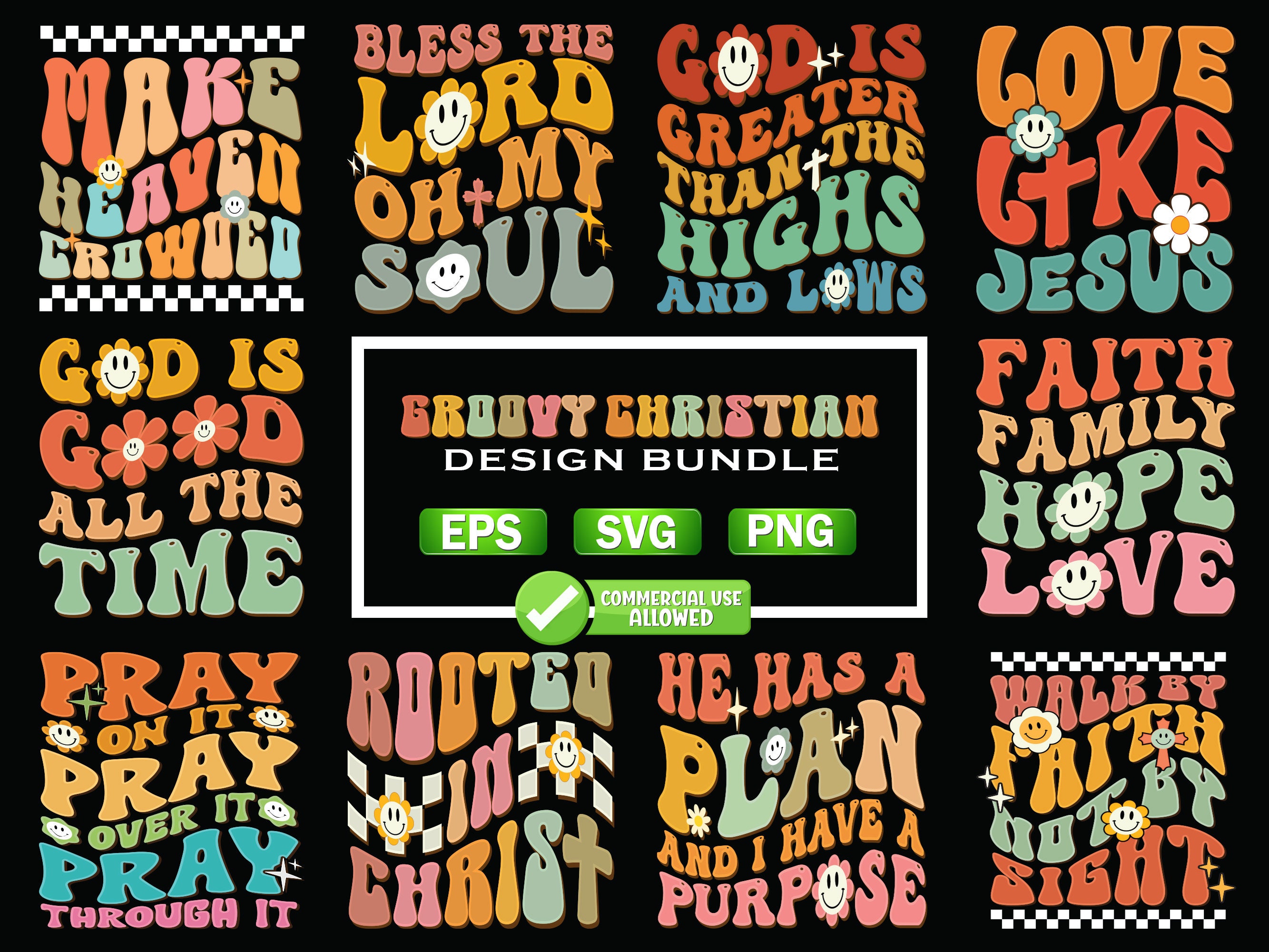 Groovy Christian Retro Design Bundle Christian SVG Bundle - Etsy