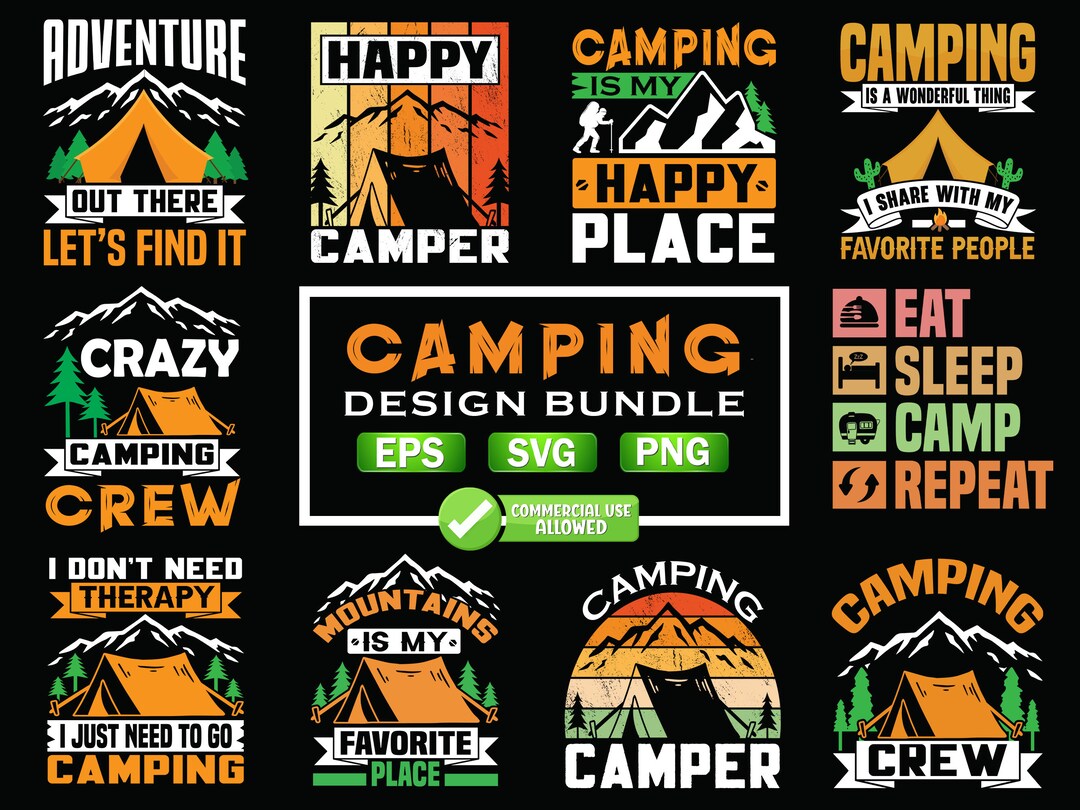 Camping SVG Design Bundle: Adventure Shirt Designs (digital Download ...