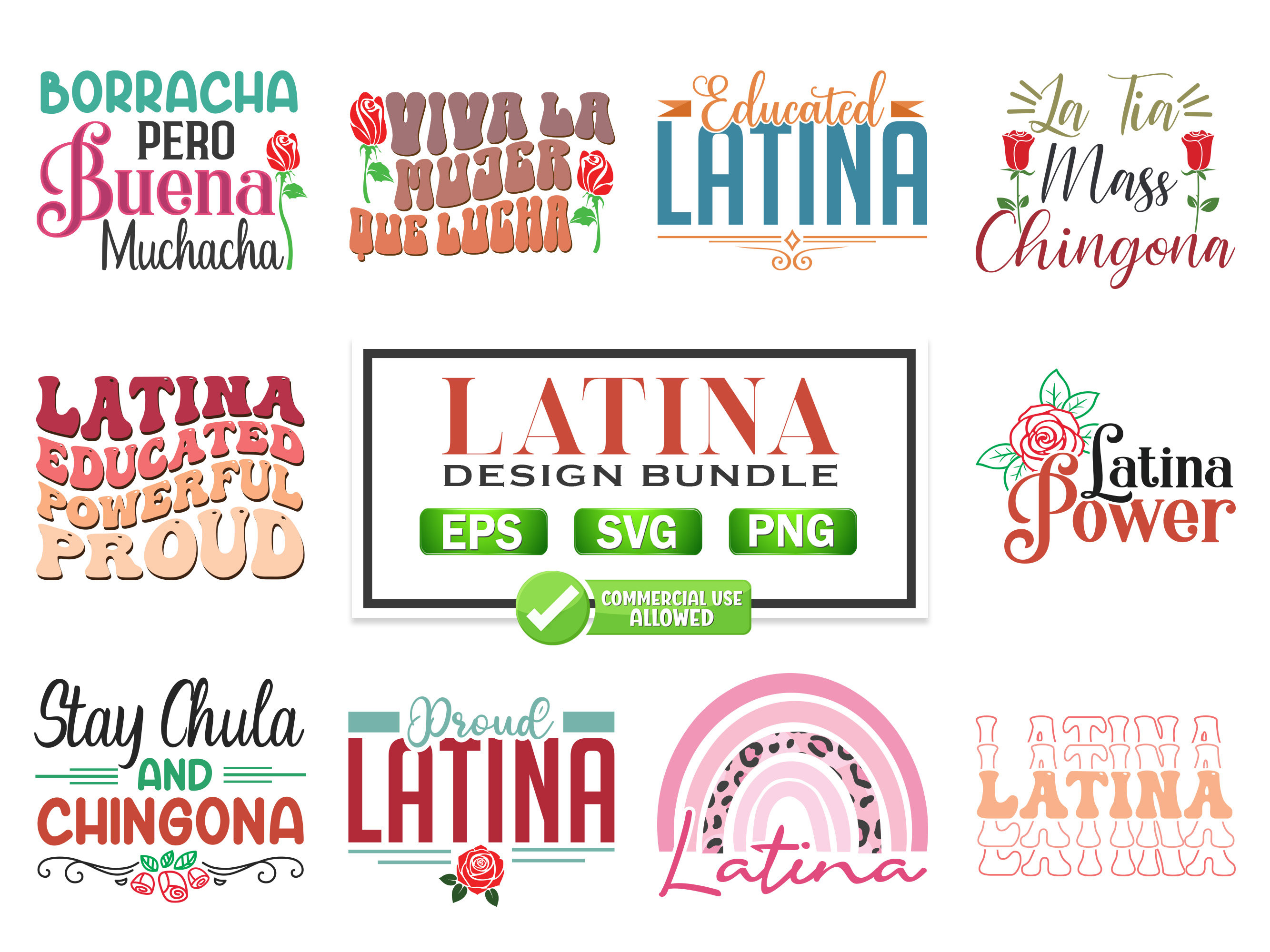 Latina Design, Latina Quotes SVG PNG Bundle, Latina Power, Educated ...