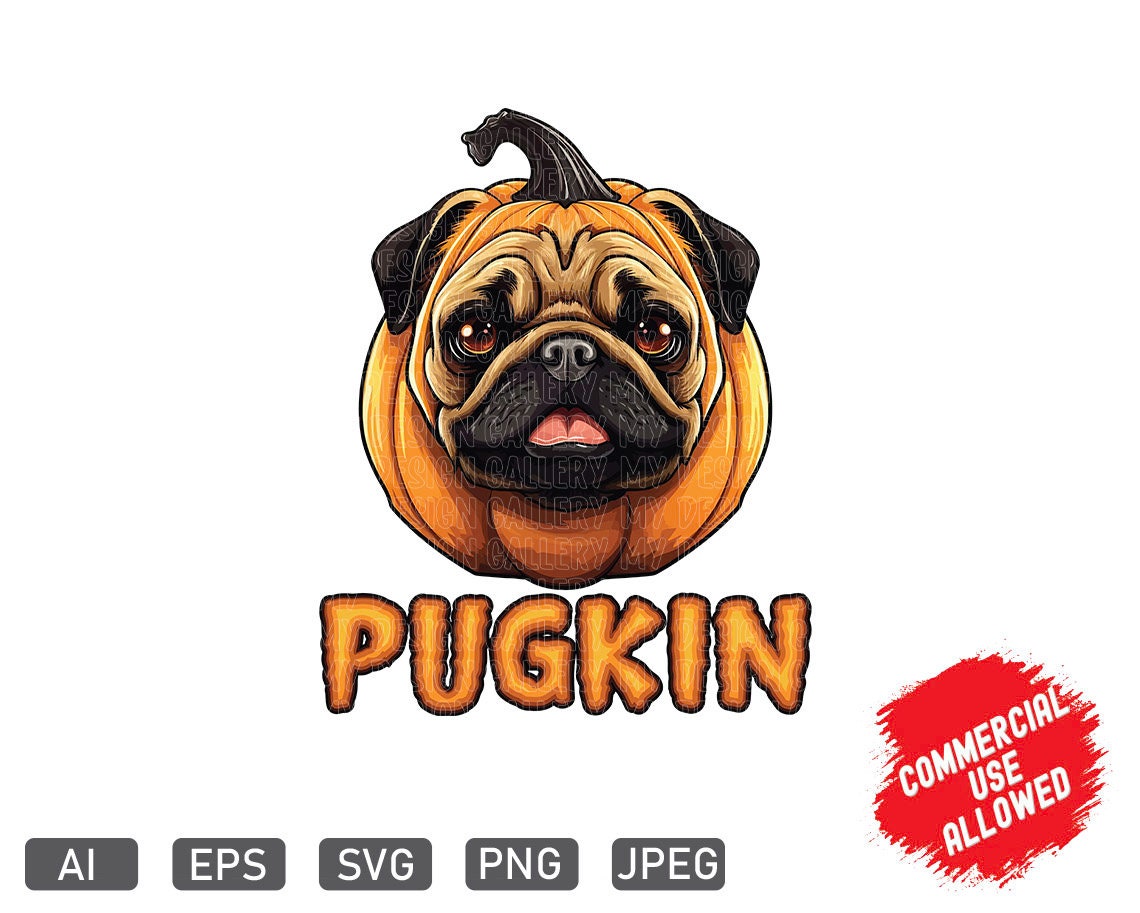 Pugkin SVG Funny Halloween SVG Funny Pumpkin Pug Lover SVG - Etsy