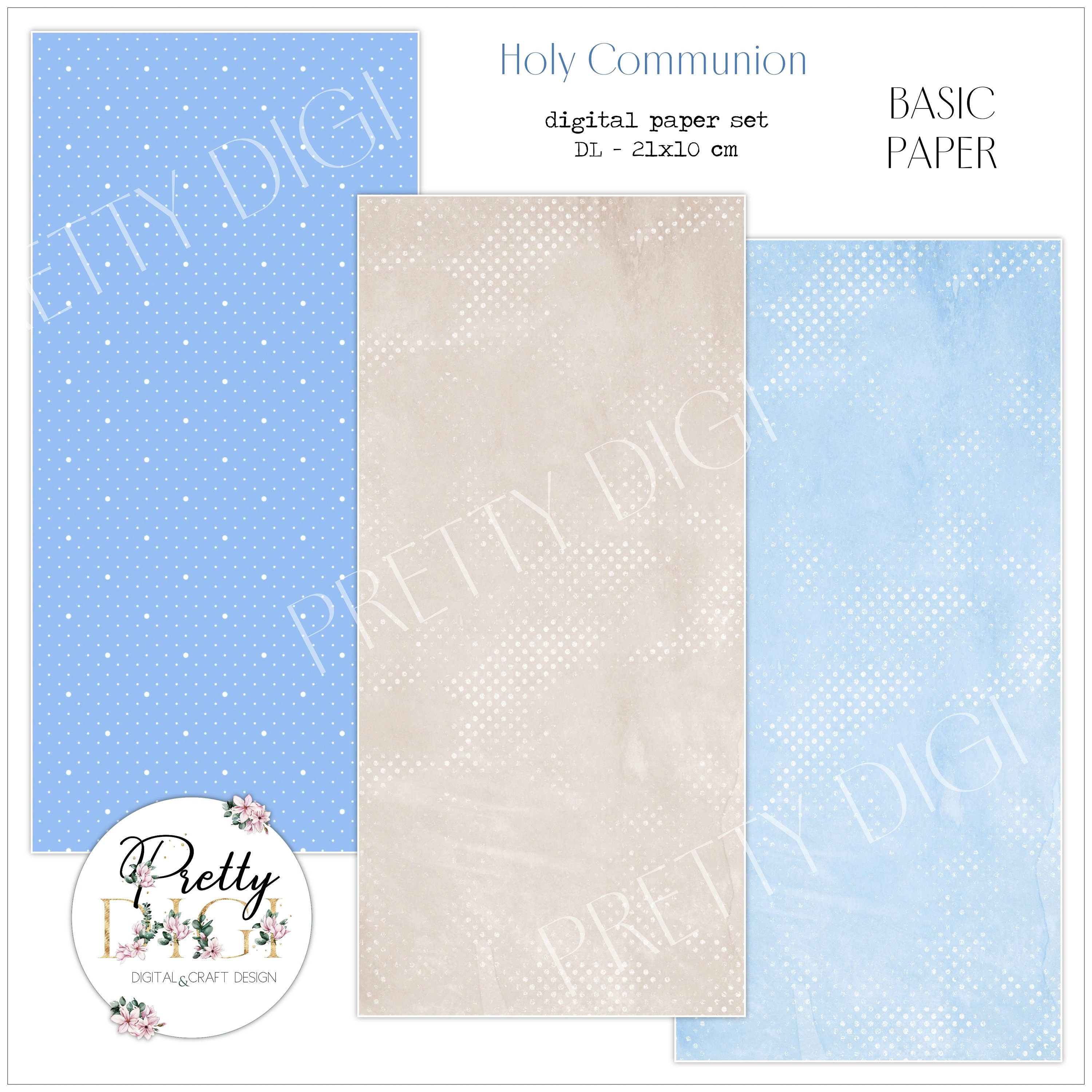 First Holy Communion Digital Papers & Stamps Set Printables - Etsy