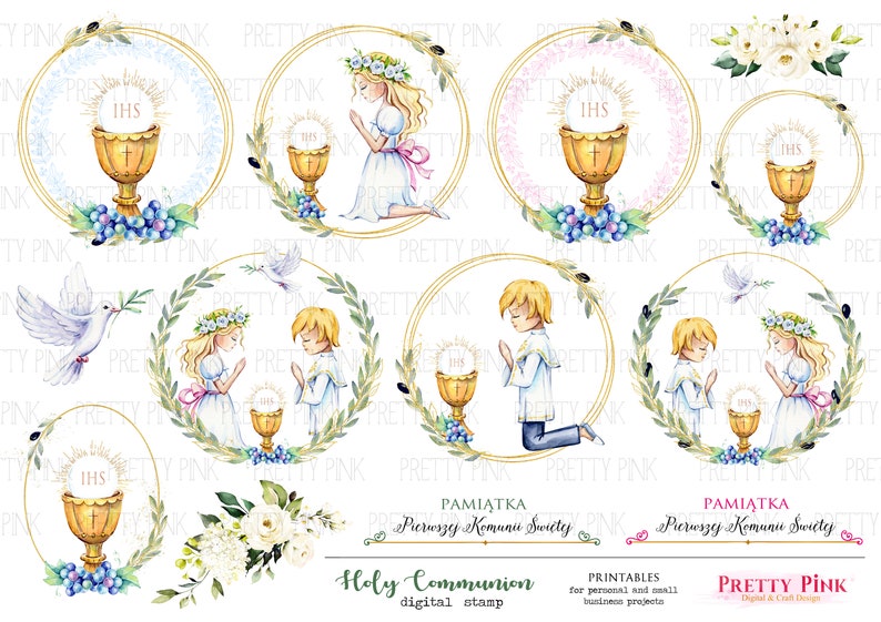Holy Communion Digi Stamps Set Communion Printables Digital - Etsy