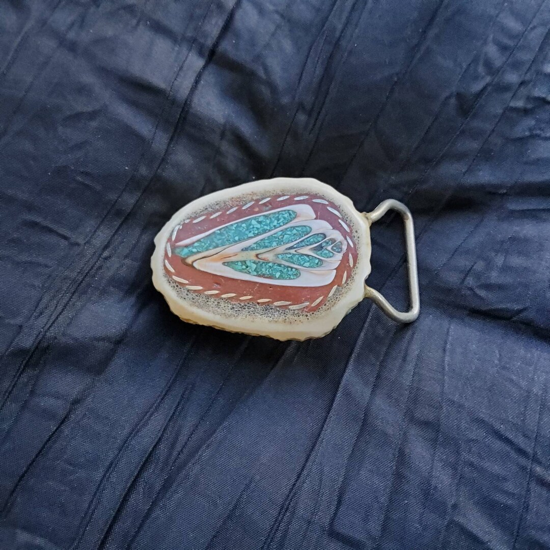 Elk Antler Belt Buckle With Seashell Inlay - Etsy