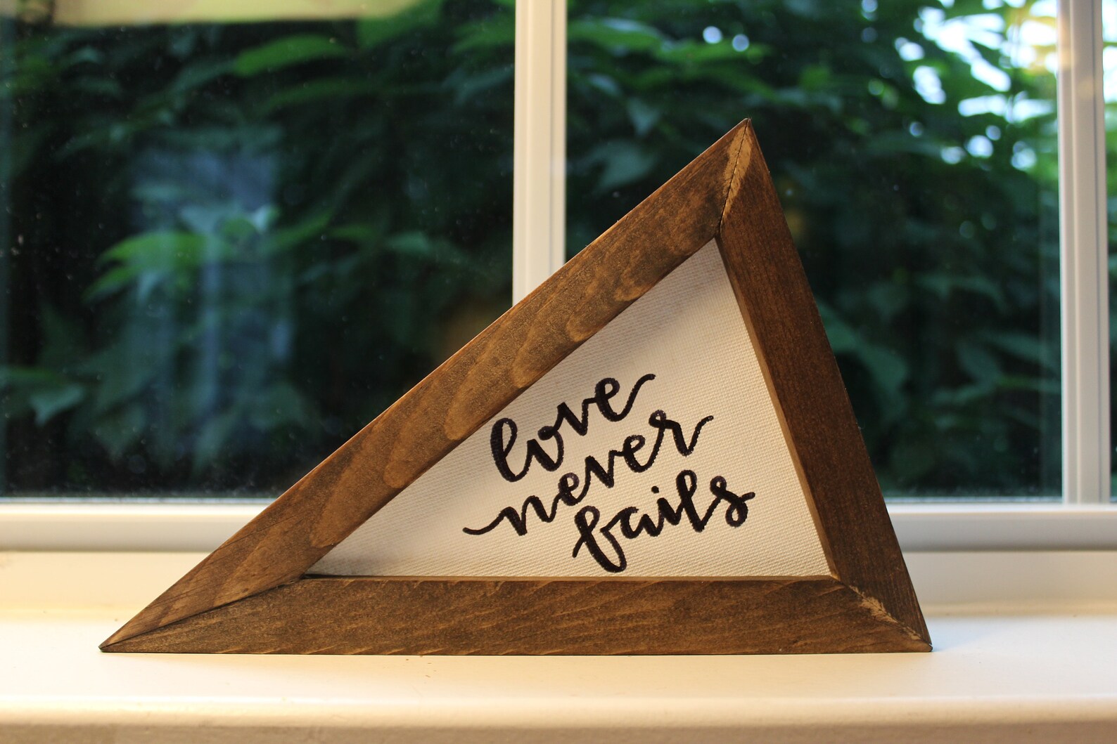 Triangle Wooden Wall Hanging/sign With Hand-lettered Canvas - Etsy