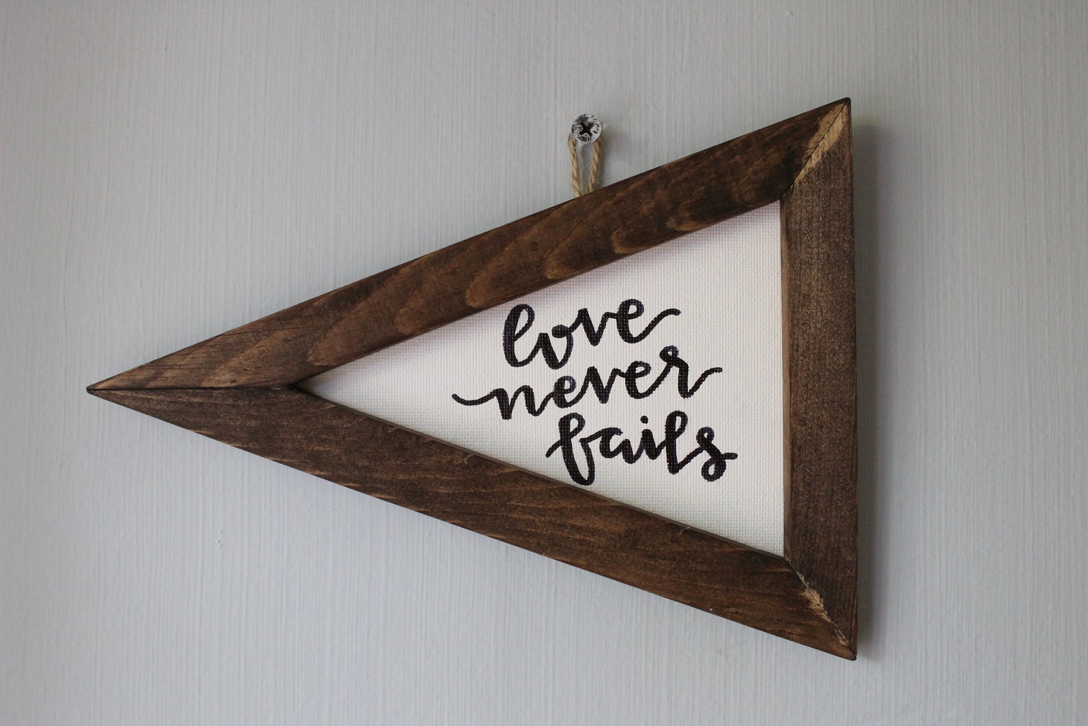 Triangle Wooden Wall Hanging/sign With Hand-lettered Canvas - Etsy