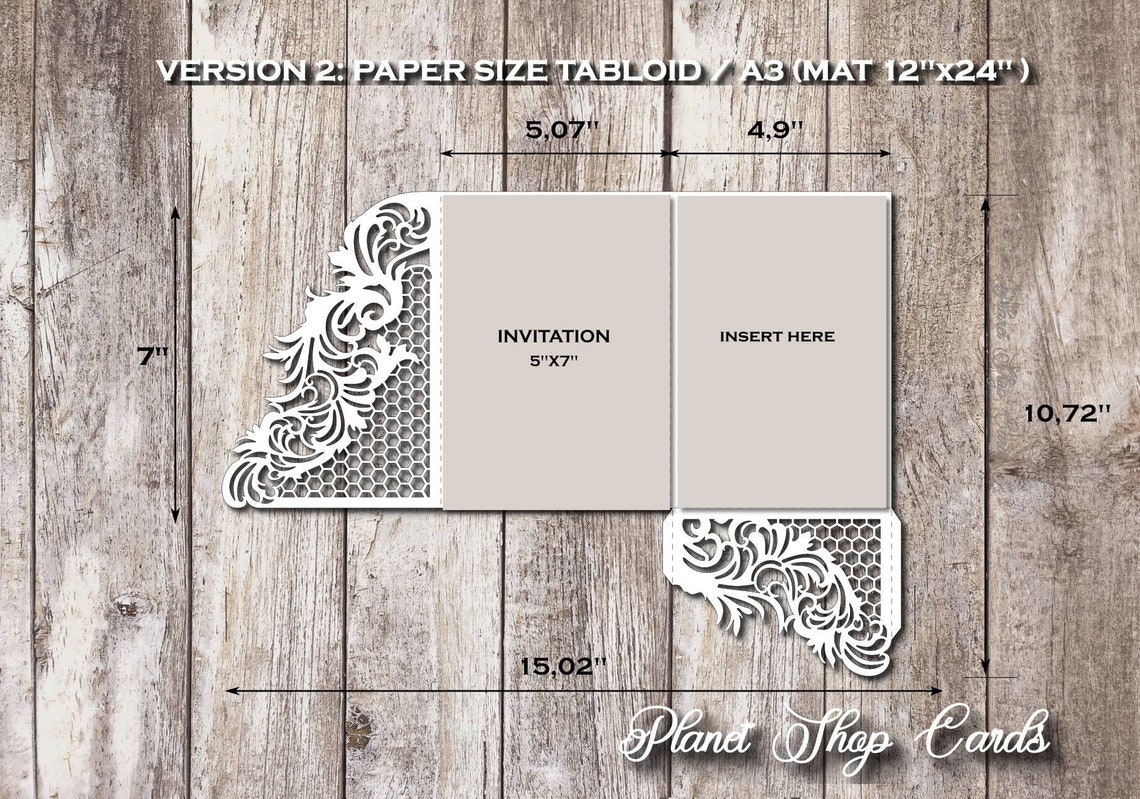 Tri Fold - Wedding Invitation Template – Envelope Card for Cutting (svg ...