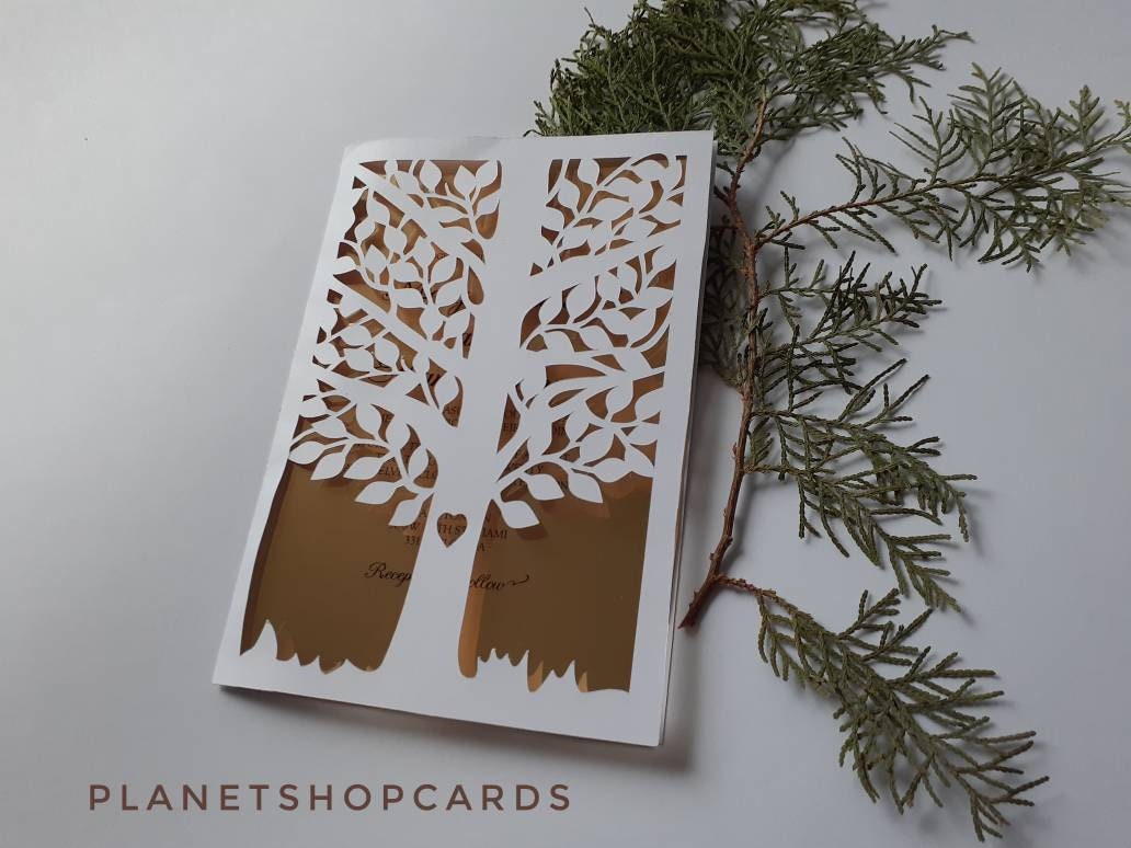 Wedding Invitation Template Envelope Card Tree Wedding - Etsy