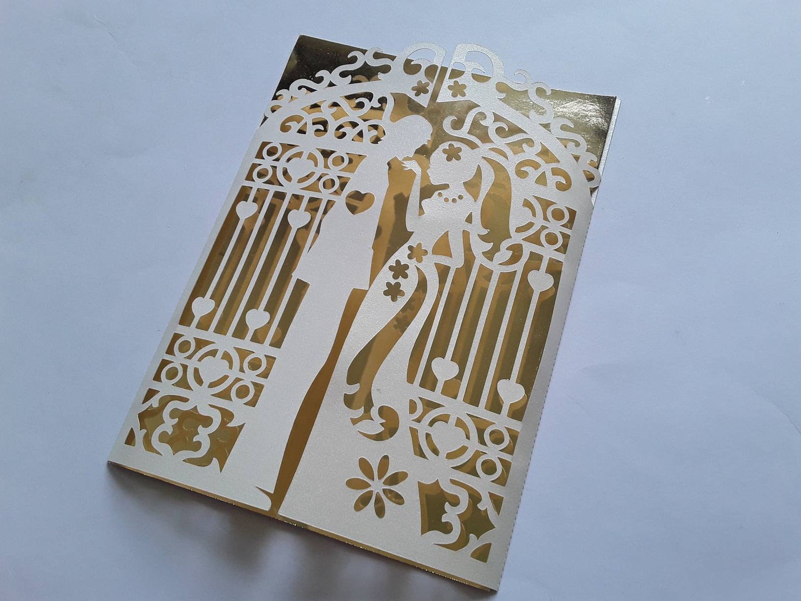 Wedding Invitation Template Gate Fold Envelope Card for | Etsy