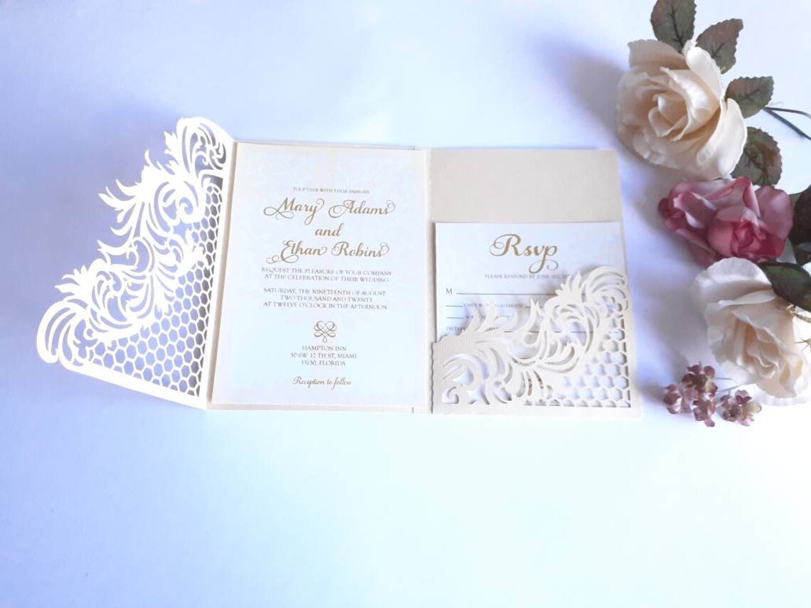 Tri Fold - Wedding Invitation Template – Envelope Card for Cutting (svg ...