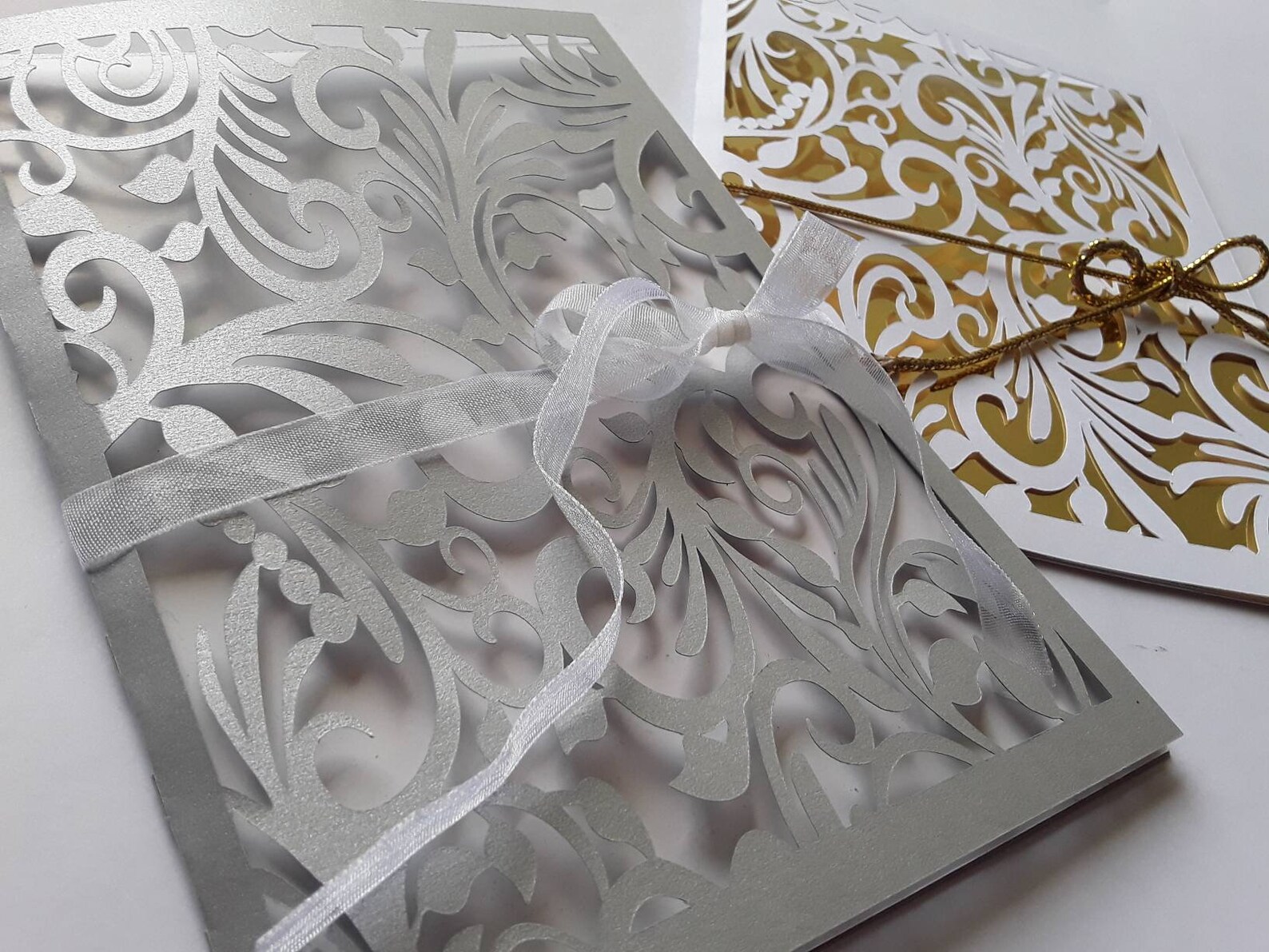 Wedding Invitation Template – Lace Fold - Envelope Card Ribbons and ...
