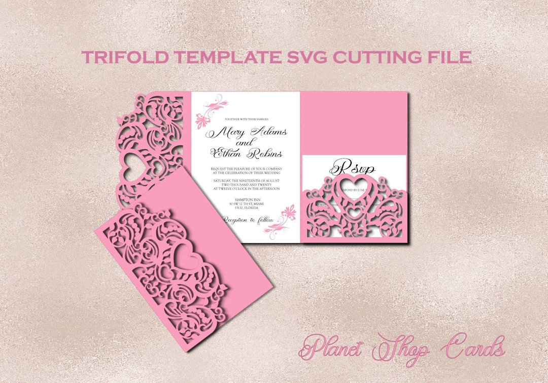 Tri Fold Wedding Invitation Template Envelope Card for - Etsy