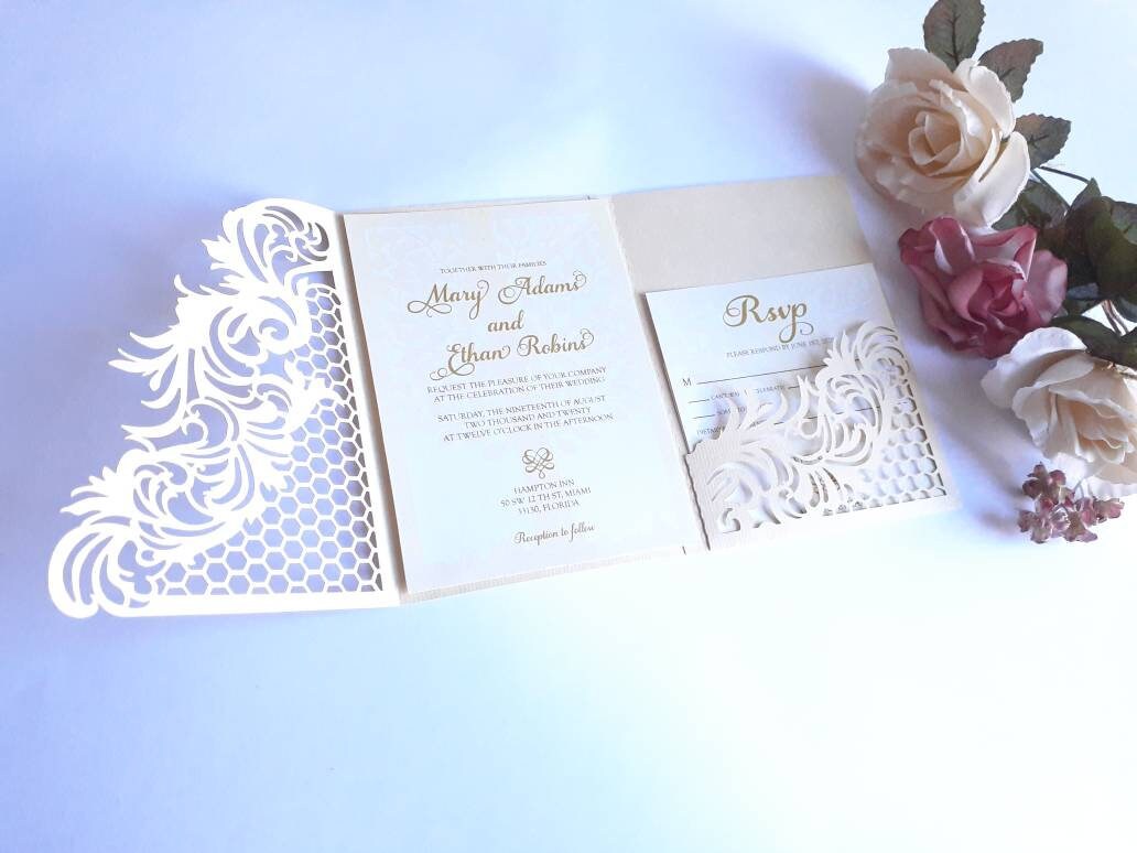 Tri Fold Wedding Invitation Template Envelope Card for | Etsy