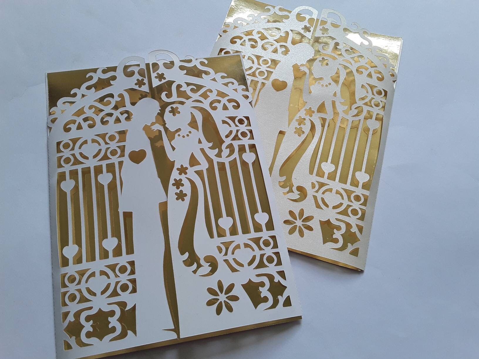 Wedding Invitation Template Gate Fold Envelope Card for | Etsy