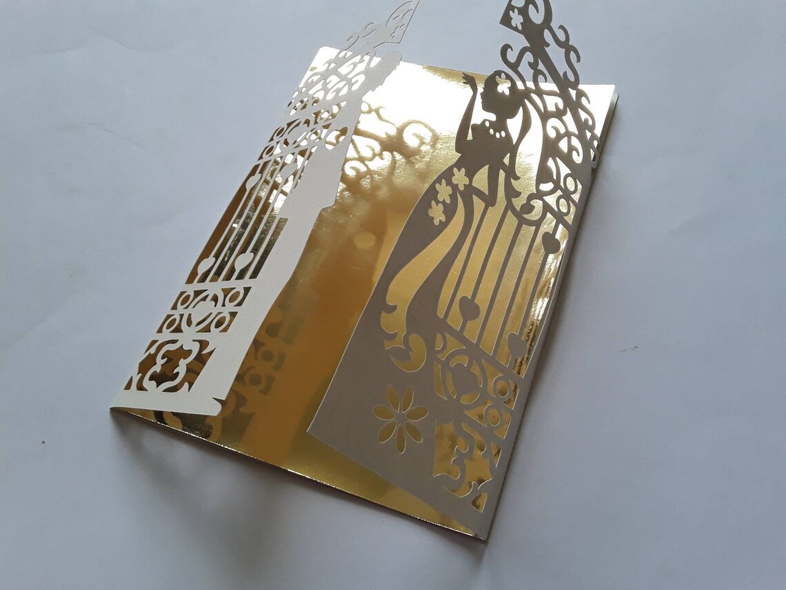 Wedding Invitation Template Gate Fold Envelope Card for | Etsy