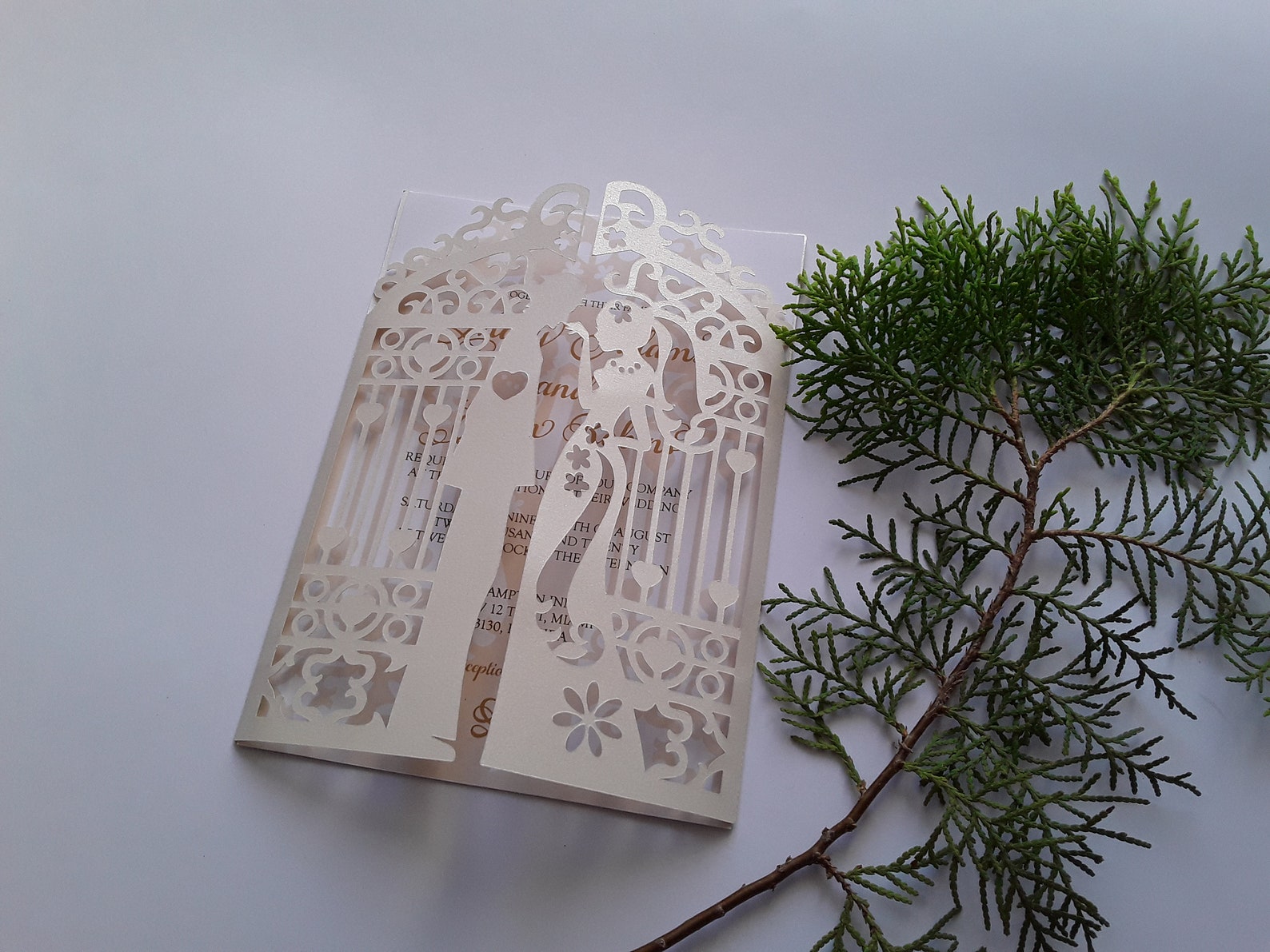 Wedding Invitation Template Gate Fold Envelope Card for | Etsy