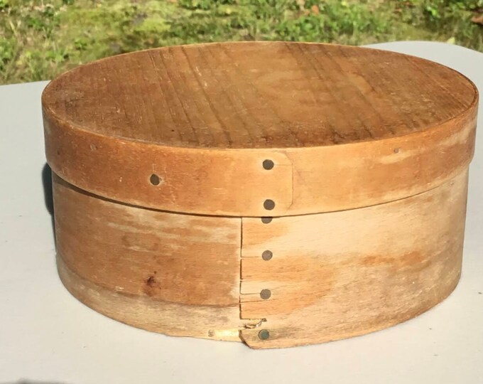 Antique Prim Wooden Circular Pantry Box & Lid 6.75d Rustic Country ...