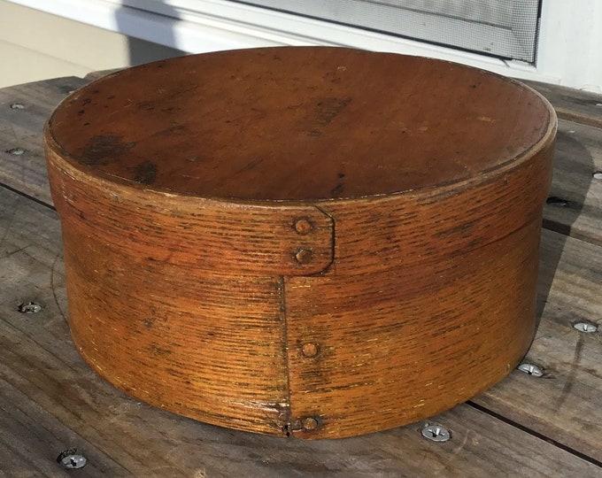 Antique Prim Wooden Circular Pantry Box & Lid Personalized J Burr ...