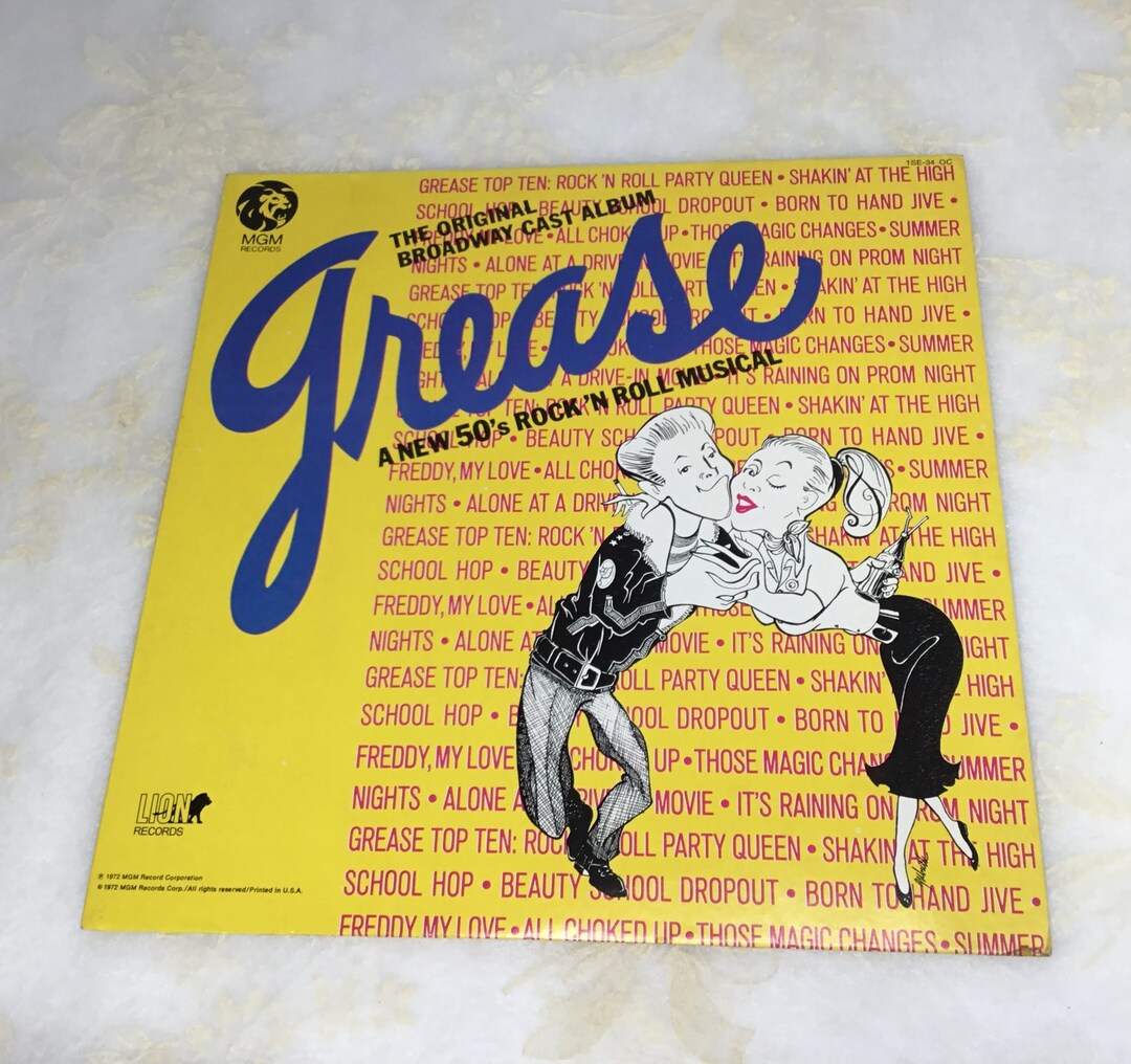 Vintage 1972 the Original Broadway Cast Album Grease A New 50's Rock 'N ...