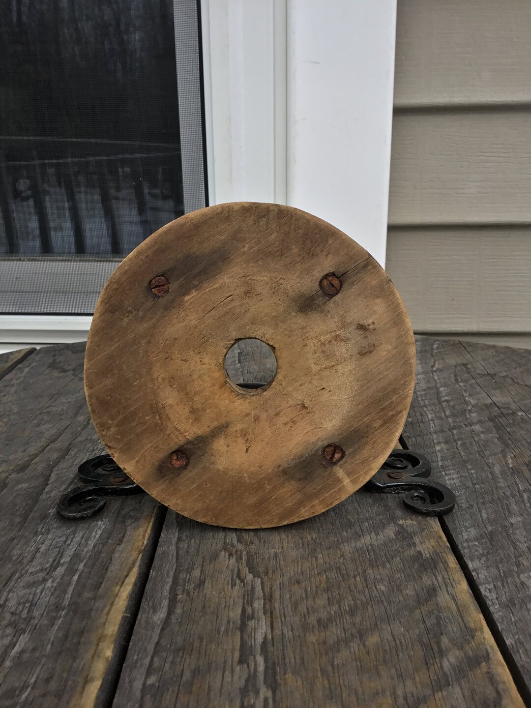 Antique Primitive Wooden Butter Churn Crock Lid 5" D Country Farmhouse ...