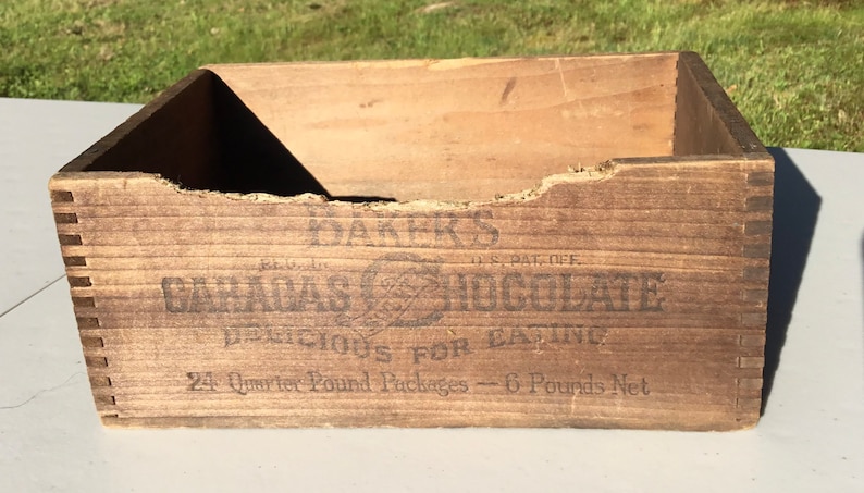 Antique Advertising Walter Baker Dorchester Mass Wooden Chocolate 6 LB ...