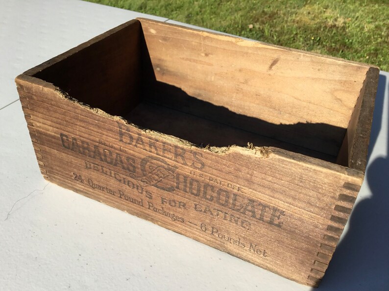 Antique Advertising Walter Baker Dorchester Mass Wooden Chocolate 6 LB ...