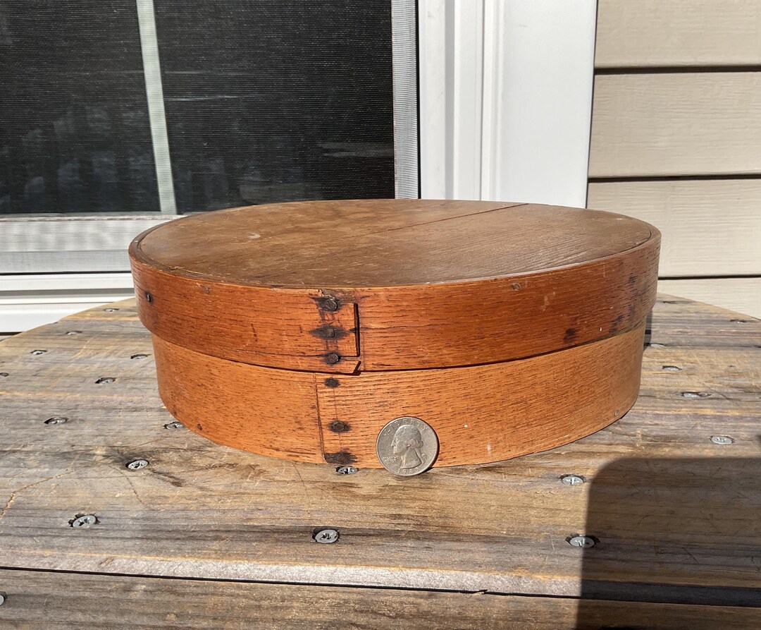 Antique Wooden Circular Squatty Pantry Box & Lid Personalized S Emory ...