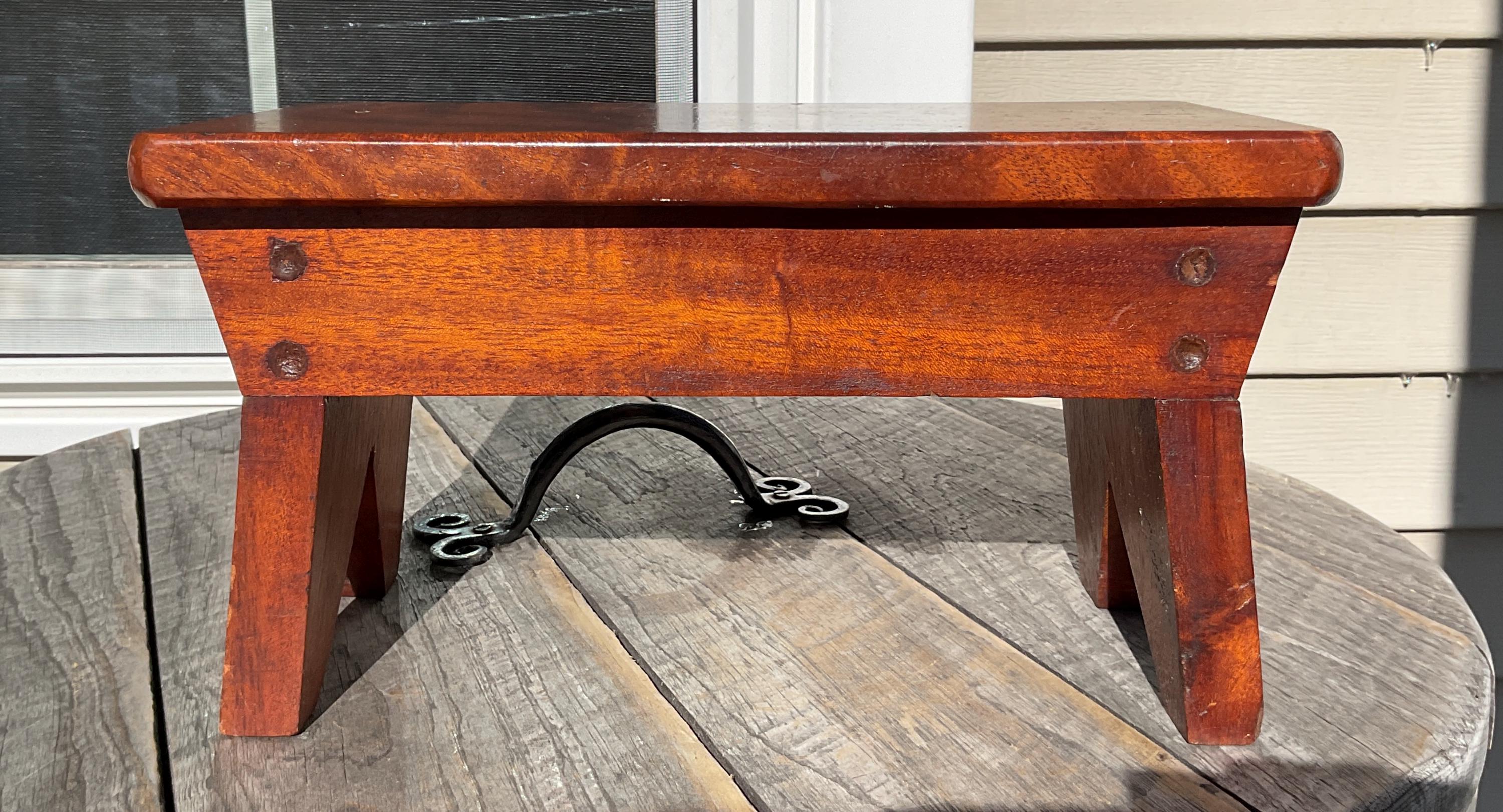 Vintage Wood Cricket Foot Stool Bench Footrest Boot Jack Ends Dark ...