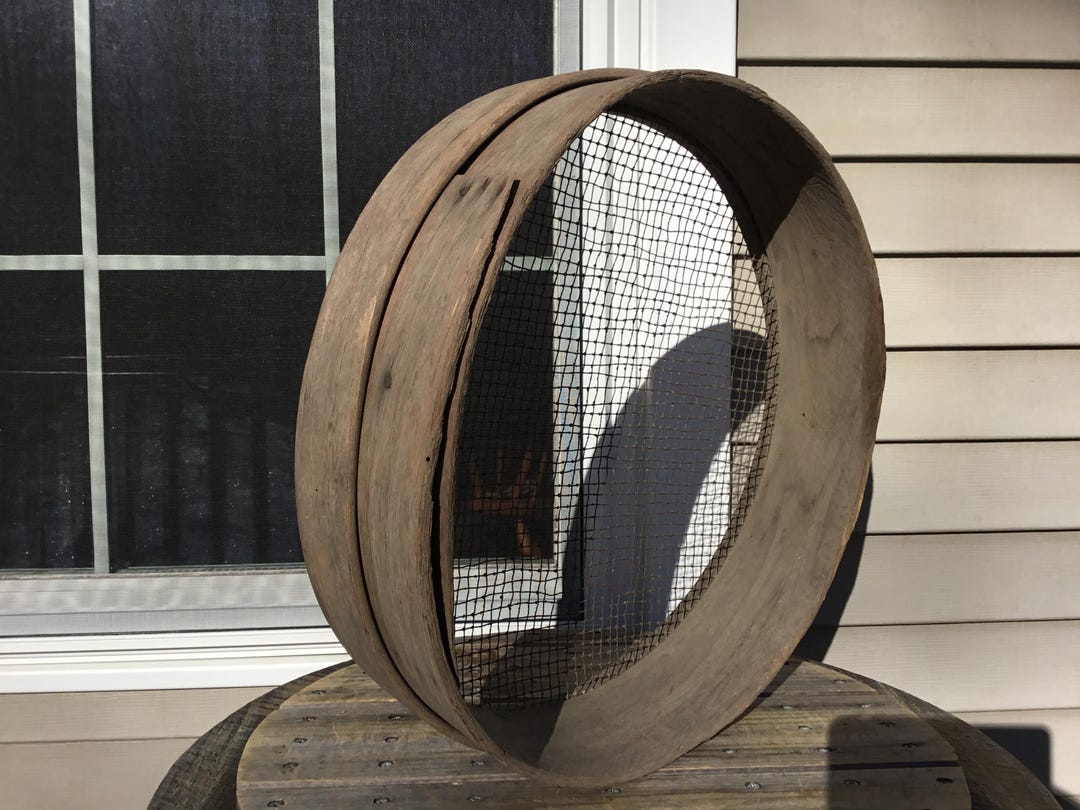Large Antique Bent Wood Flour Sifter Grain Sieve Wire Mesh 18" D ...