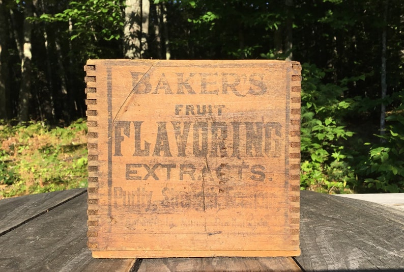 Antique Advertising Bakers Fruit Flavor Extract Wood Box Portland ME ...