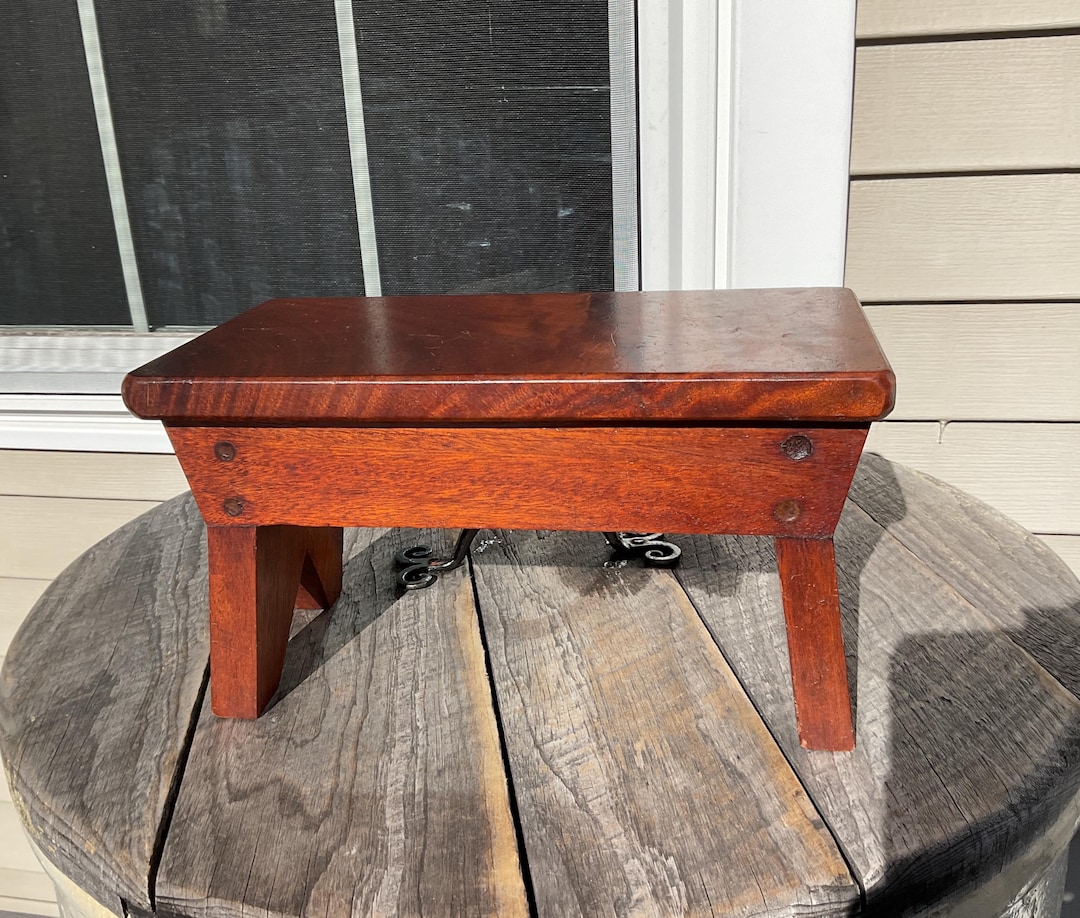 Vintage Wood Cricket Foot Stool Bench Footrest Boot Jack Ends Dark ...