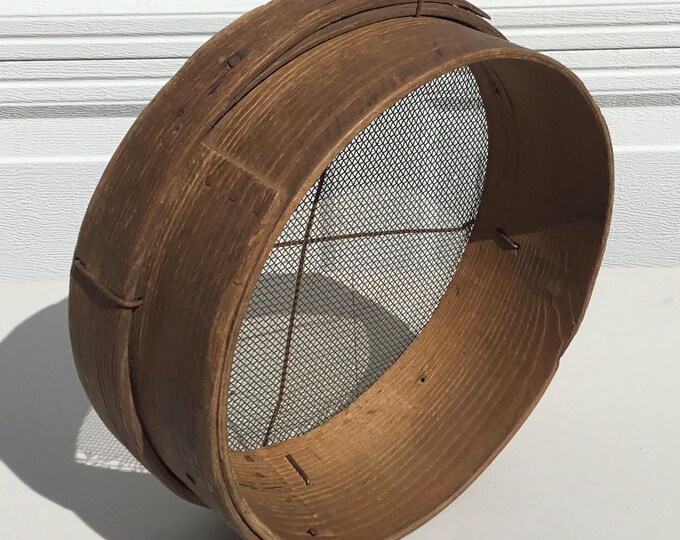 Antique Prim Wooden Flour Sifter Grain Sieve Brass Wire Mesh 12" D ...