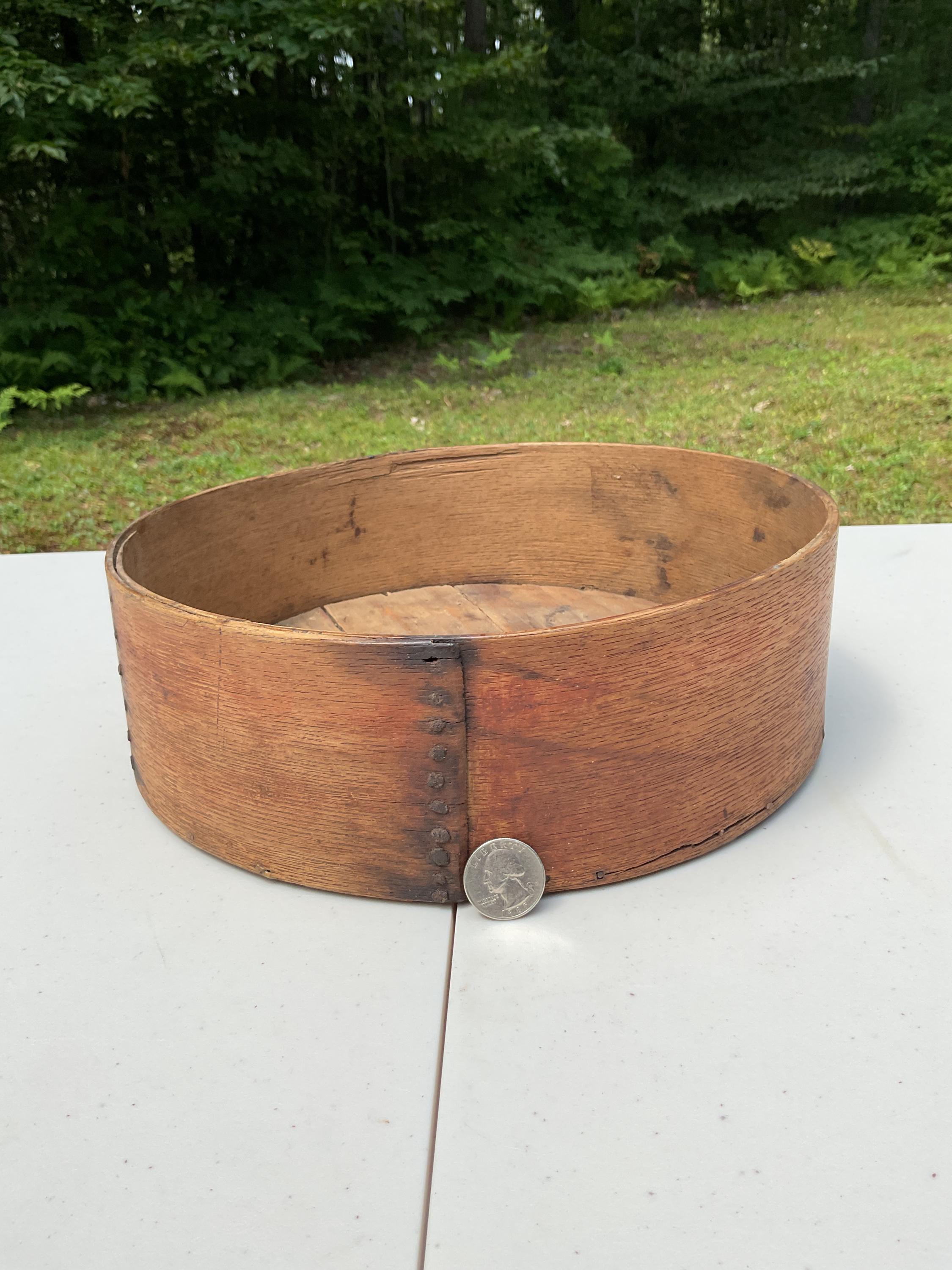 Antique Wood Circular Pantry Box Double Nailed Seams Squatty 11"d Prim ...