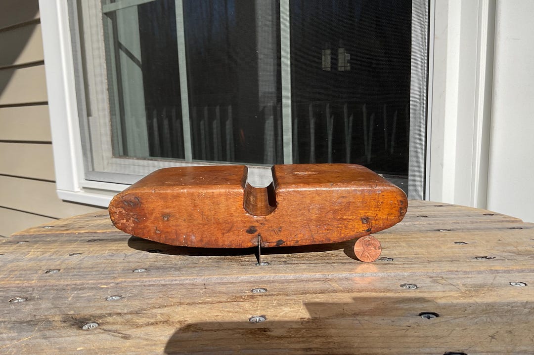 Antique Old Butcher Block Scraper Clipper Hand Surfacer Maple Wooden ...