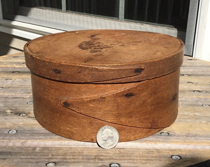 Antique Wooden Circular Pantry Box & Lid W/ Wide Lap Band Personalized ...