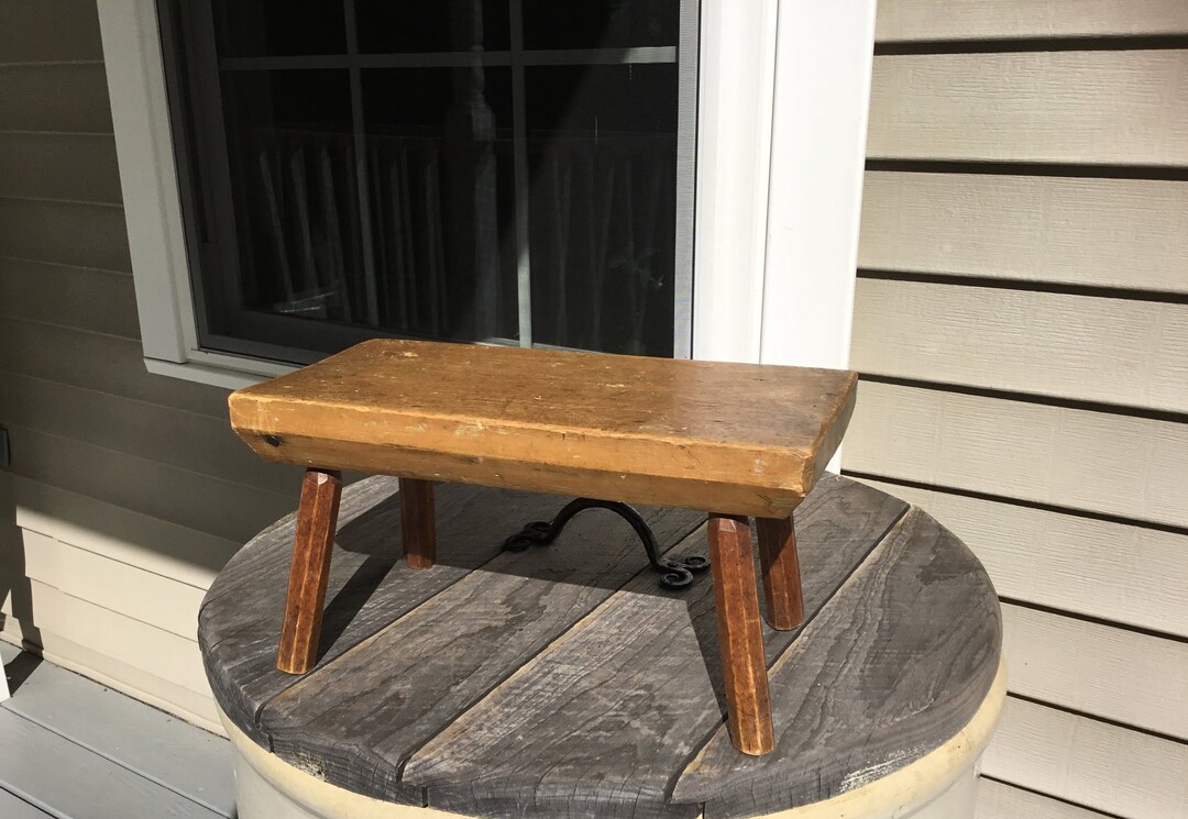 Antique Handwritten & Dated 1829 Handmade Thick Wood Cricket Foot Stool ...