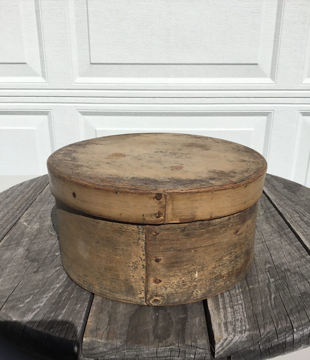 Antique Old Painted Wooden Circular Pantry Box & Lid 9.5 Dia Prim ...