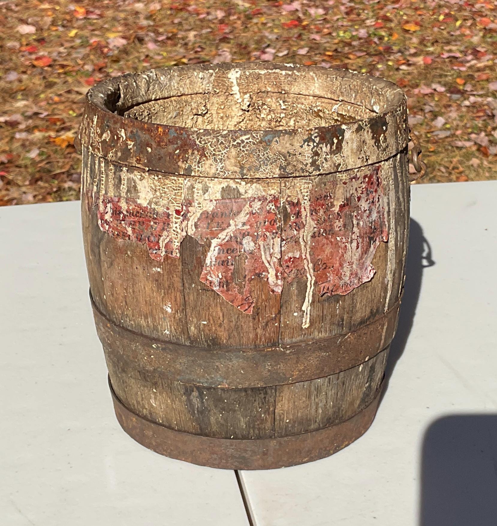 Antique Small Wood Paint Pail Barrel Bucket Swing Handle Crusty Paint 6 ...