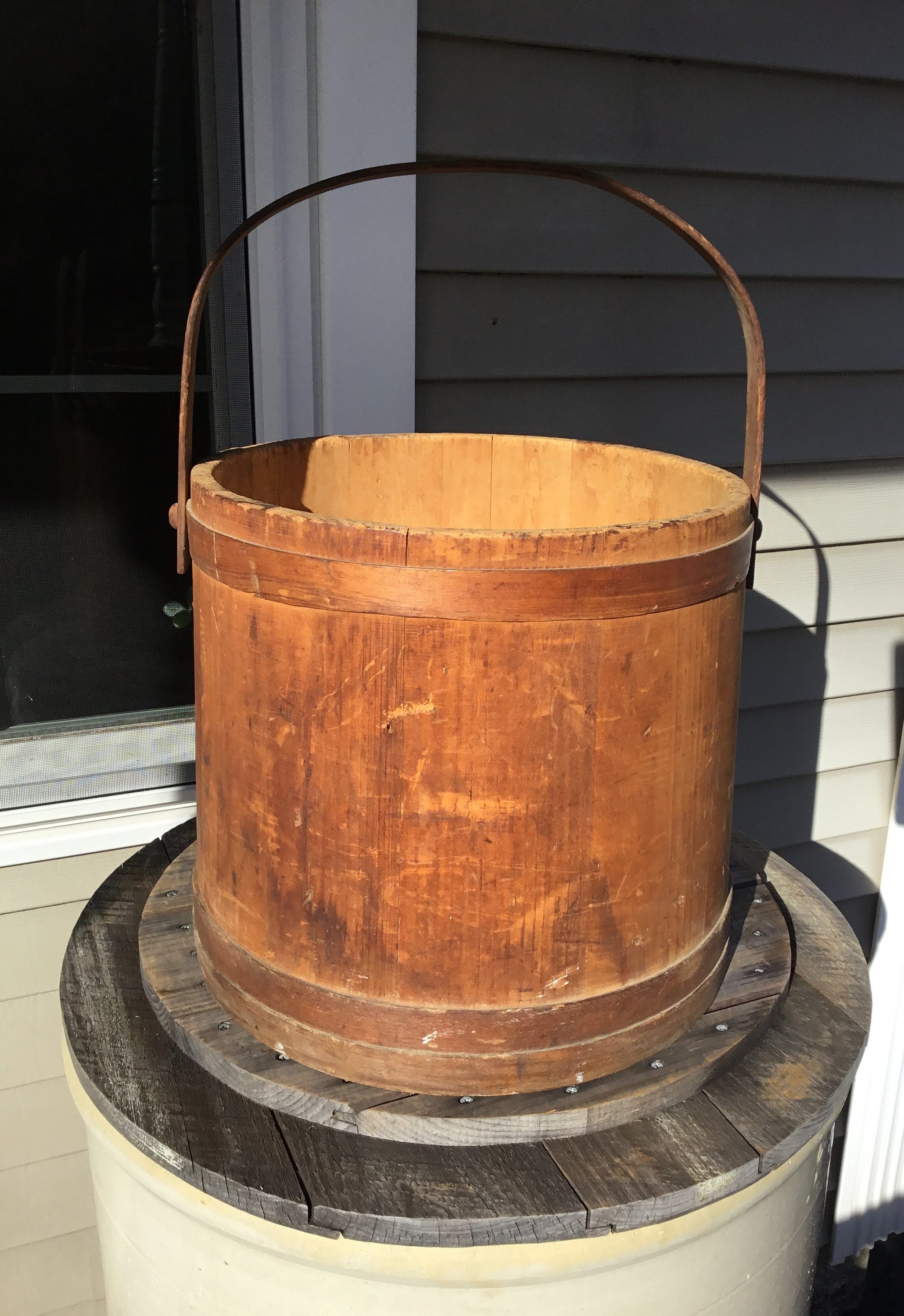 Huge Antique Wooden Firkin Sugar Bucket Swing Handle - Etsy
